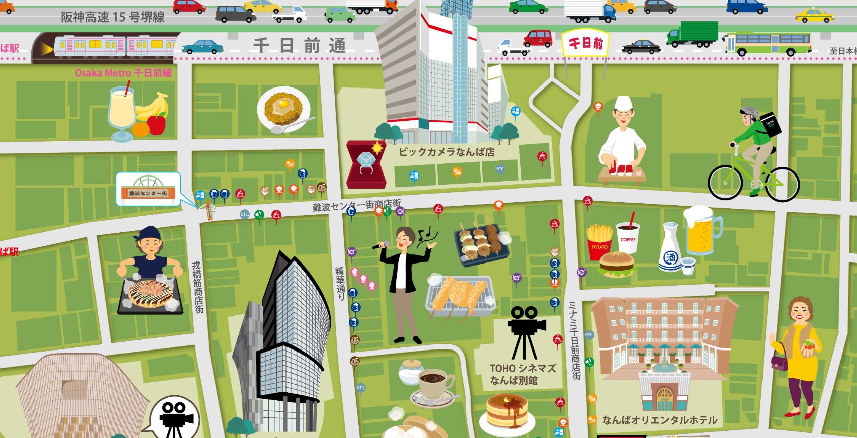 手描きの地図でお店が探せる！なんば3商店街デジタルマップを公開しました！ | 難波センター街商店街